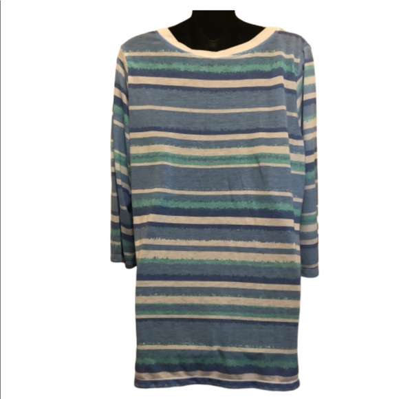 Casey Key | Tops | Casey Key Blue White Striped 34 Sleeve Tee | Poshmark